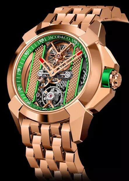 Jacob & Co. EPIC X ROSE GOLD BRACELET - GREEN INNER RING Watch Replica ...