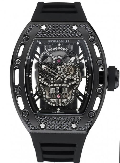 Replica Richard Mille RM 052 Tourbillon Skull titanium with black ...